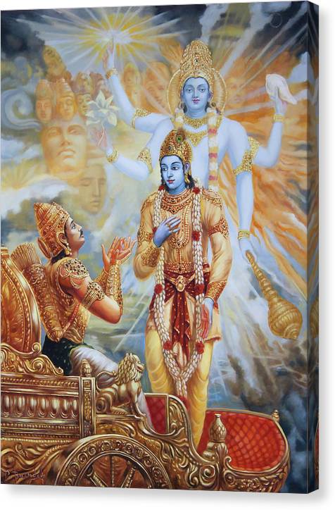 Krishna Reveals His Universal Form To Arjuna - Canvas Print – Dominique ...