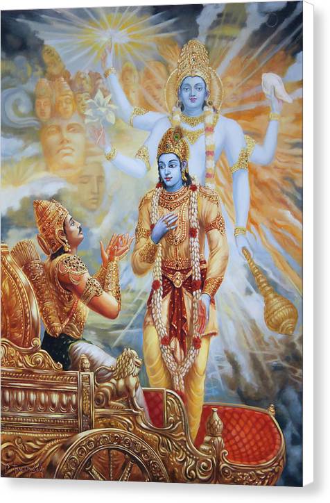 Krishna Reveals His Universal Form To Arjuna - Canvas Print – Dominique ...